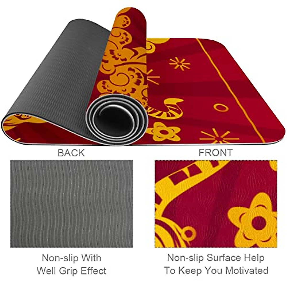 Yoga Mat, Yoga Mats for Home Workout, Workout Mat, Exercise Mats, Pilates Mat, Tiger Chinese Style 2022 New Year