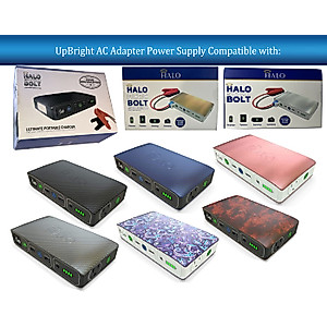 UpBright DC 14V AC Adapter Compatible with Halo Bolt 57720 58830 mWh 58830mWh ACDC58830 12V Car Jump Starter 12 Volt Rechargeable Battery HALO-1201 14.0V 0.85A 14VDC 850mA DC14V Power Supply Charger