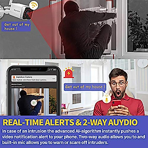 Septekon Security Camera Outdoor, 1080P WiFi Home Surveillance Camera, IP66 Waterproof FHD Night Vision Cameras with Motion Detection, 2-Way Audio, Cloud Storage, Work with Alexa - S50