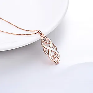 YFN Irish Celtic Knot Created Opal Pendant Necklace Infinity Love Sterling Silver CZ Jewelry 18"