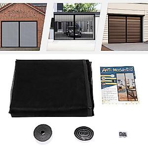 Magnetic Garage Door Screen-w/Retractable Fiberglass Mesh, Heavy Duty Weighted Bottom, Hands Free Screen Door Kit, Reinforced Fiberglass Door Screen for Garage Patio Barn Gym