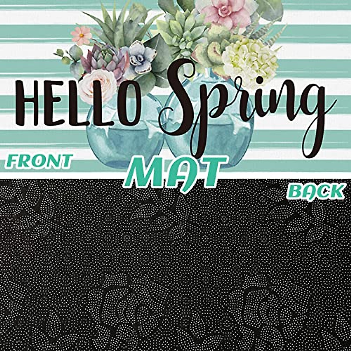 Hello Spring Sweet Home Kitchen Rugs Sets of 2 Spring Flowers Non Slip Floor Mat Watercolor Stripes Decorative Rug Washable Rubber Backing Inside Door Mat Pad for Kitchen Bathroom Farmhouse Decoration