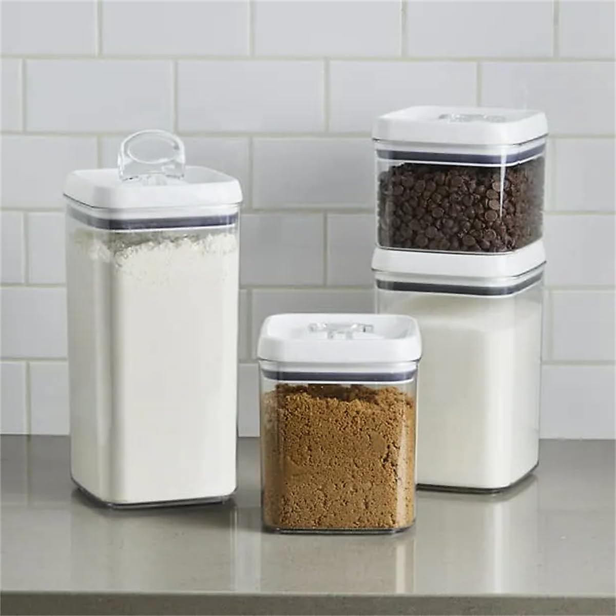 Airtight Food Storage Container with Lids, 16 Cup Flip-Tite Square for Dry Food, Flour, Sugar, Soup, Freezer Safe, Microwaveable, White