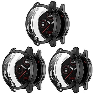 FitTurn Screen Protector Case Compatible with Garmin Venu 2 & Vivoactive 4 Watch TPU Slim Case Cover [Plating Metal Color Frame] [3D Full Coverage] Shell Protective for Venu 2 Watch (3pack-Black)