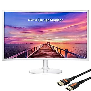 Samsung Monitor for Business Gaming, 27" FHD Curved Widescreen LED Slim Bezel Anti-Glare, AMD FreeSync, 4ms Response Time, 60Hz Refresh Rate, Ultra-Slim, HDMI, DisplayPort, HDMI Cable