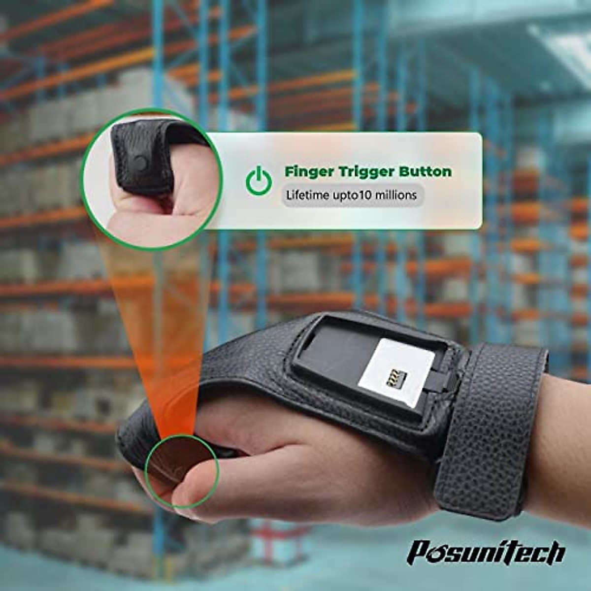 Posunitech GS02 Wearable 2D Glove Barcode Scanner for Warehouse