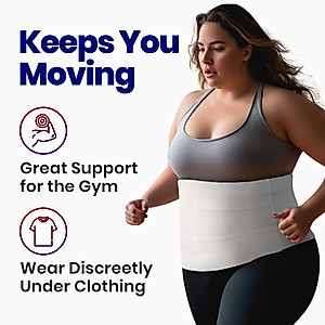 Plus Size Abdominal Binder Post Surgery Tummy Tuck | Postpartum Belly Band Wrap | Post C Section Belly Binder | Stomach Compression Hernia Belt For Men or Women After Pregnancy, Hysterectomy (XXL/3XL)