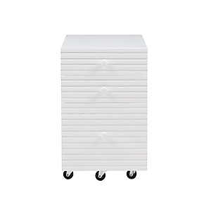 Linon Sway Wood File Cabinet with 3 Drawers Rolling Castors in Pure White