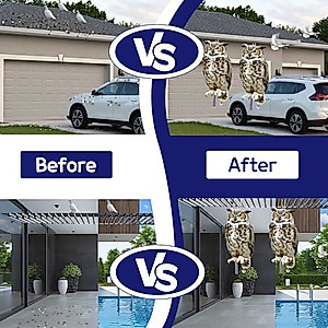 Kungfu Mall Fake Owl: Carboard Plastic Owls, Hanging Garden Owl with Reflective Tape, 2pcs 2D Reflectors for Porch Roof Tree Pool Window