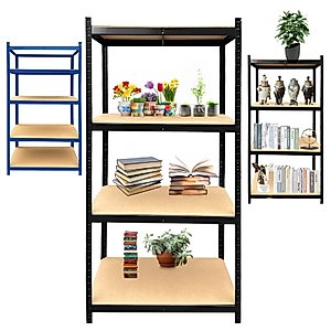VickyHome Heavy Duty 5 Tier Storage Metal Shelf Unit, Adjustable Utility Rack Shelves with MDF Boards, Organization Multipurpose Shelf for Shed, Workshop, Warehouse, 875KG Capacity