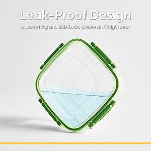 Superio Plastic Food Storage Containers with Airtight Lids, 4 Pack- 16 Oz, BPA Free, Leakproof, Stackable, Microwave, Dishwasher, Freezer Safe, Green