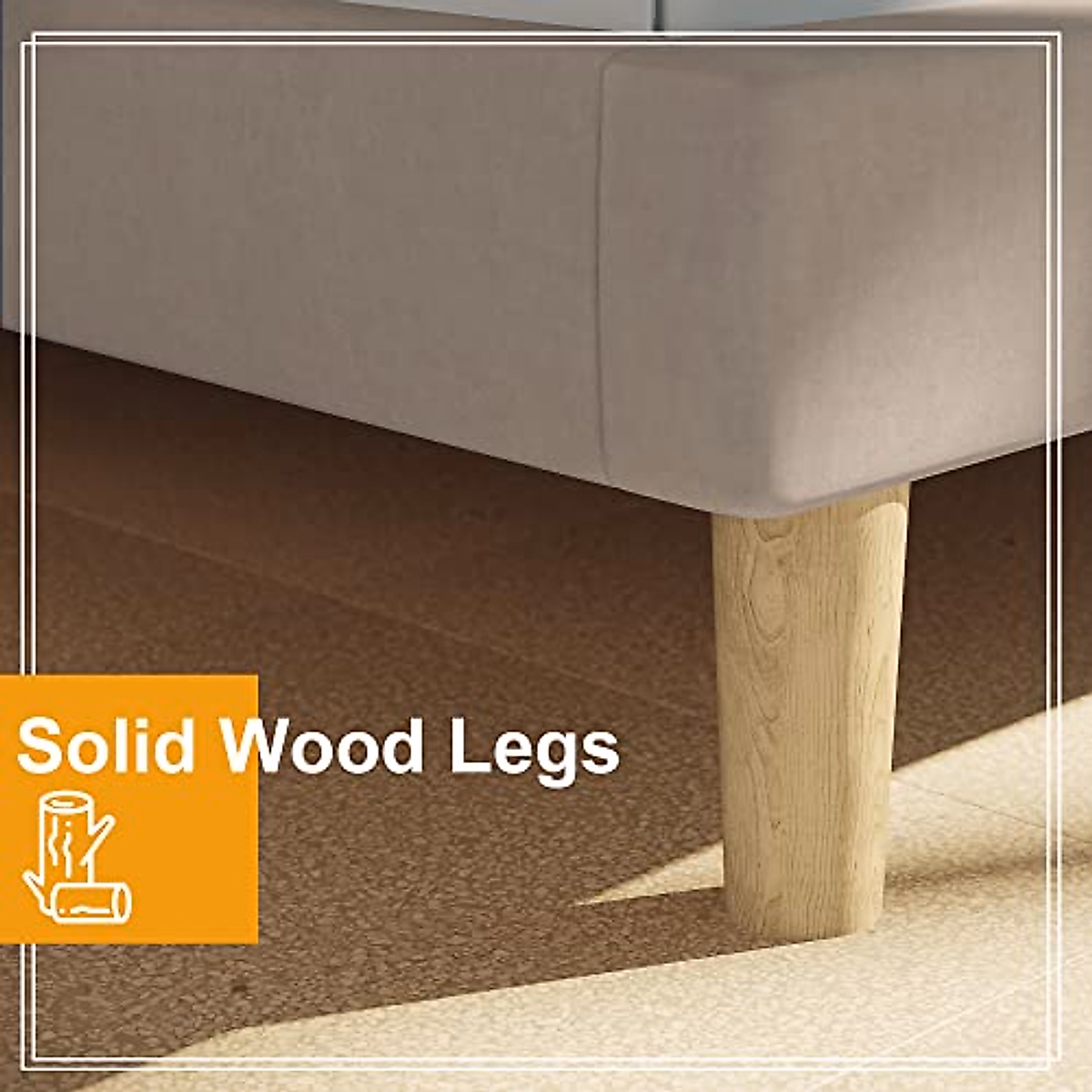 LIKIMIO Full Size Bed Frame, Velvet Upholstered Platform Bed with Metal Frame and Wooden Slats/Easy to Assemble/Mattress Foundation(Beige, Full)