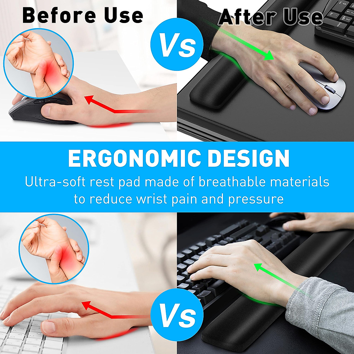 AboveTEK Large Keyboard Tray Under Desk with Wrist Rest, 26.7"×11" Ergonomic Desk Computer Keyboard Stand with Sturdy C Clamp Mount System, Slide-Out Drawer Keyboard Mouse Holder for Office(Black)