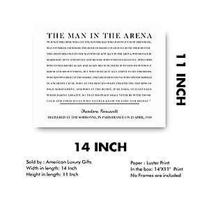 The Man in the Arena - Inspirational quotes Wall Art, Wall Decor Print With T. Roosevelt Quotes Is A Perfect Home Wall Decor For Living Room, Office, or Classroom Wall Décor. Unframed-14 x 11"