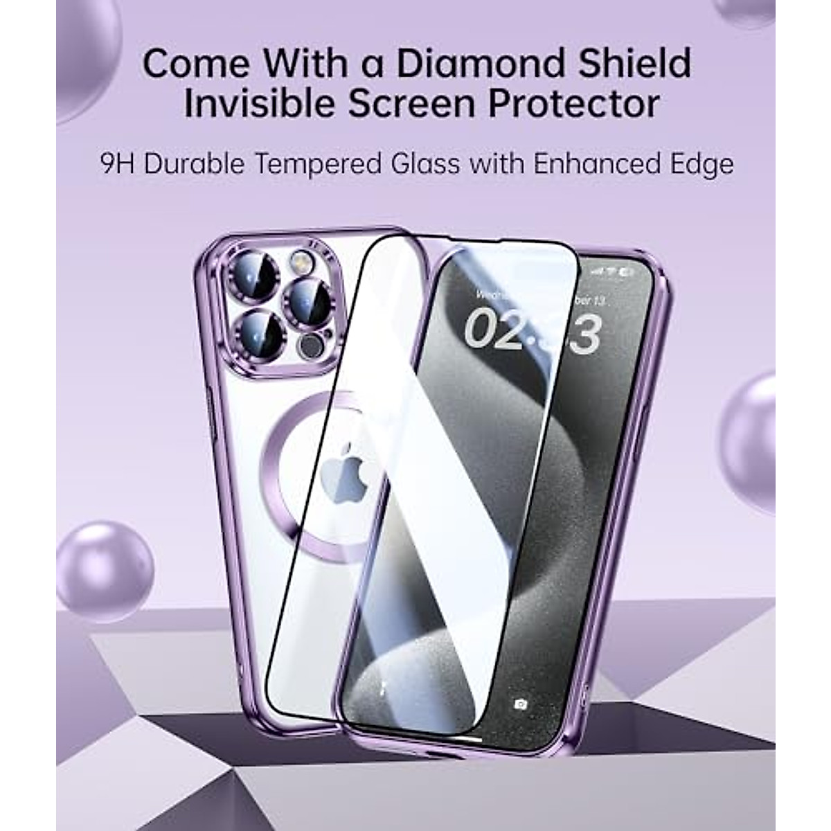 JUESHITUO Magnetic Clear for iPhone 14 ProMax Case with Full Camera Protection, No.1 Strong N52 Magnets, for iPhone 14 Pro Max Case, for Magsafe Women Girls Men Phone Case (6.7")-Deep Purple