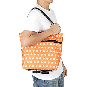 XIASABA Shopping Bag Oxford Cloth Reusable Shopping Bags with Wheel Rolling Dual Purpose Foldable Grocery Bags for Shopping