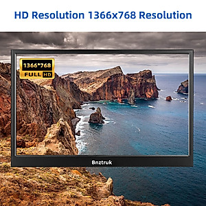 Bnztruk 13 Inch Portable Monitor HDMI HD 1366x768 External Small HDMI Monitor for Computer Laptop PS4 Raspberry Pi WiiU Xbox 360 CCTV Windows 7/8/10,PC 16:9 Display,60HZ,Lightweight/Plug& Play
