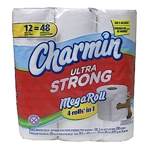 Charmin Ultra Strong Toilet Paper 12 Mega Rolls = 48 Regular Rolls