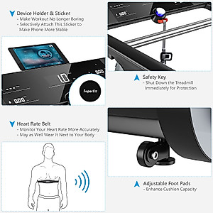 Goplus Heavy Duty Folding Treadmill for Gym, Italy Designer Electric Superfit Treadmill with Fatigue Button, Heart Rate Belt, LED Display, Blue Tooth Speaker, Walking Running Machine for Home