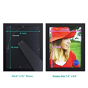 RPJC 8x10 inch Picture Frame Made of Solid Wood High Definition Glass for Table Top Display and Wall Mounting Black