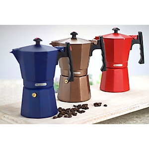 MAGEFESA ® Colombia Brown Stovetop Espresso Coffee Maker, 6 cups / 10 oz, make your own home italian coffee with this moka pot cuban coffee, made in extra thick aluminum, safe and easy to use, café