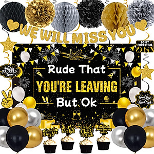 Farewell Party Decorations Men Women, Rude That You're Leaving But OK Black Gold, We Will Miss You Banner Party Decoration Coworker Going Away Retirement Party Farewell Goodbye Job Change Party Decor