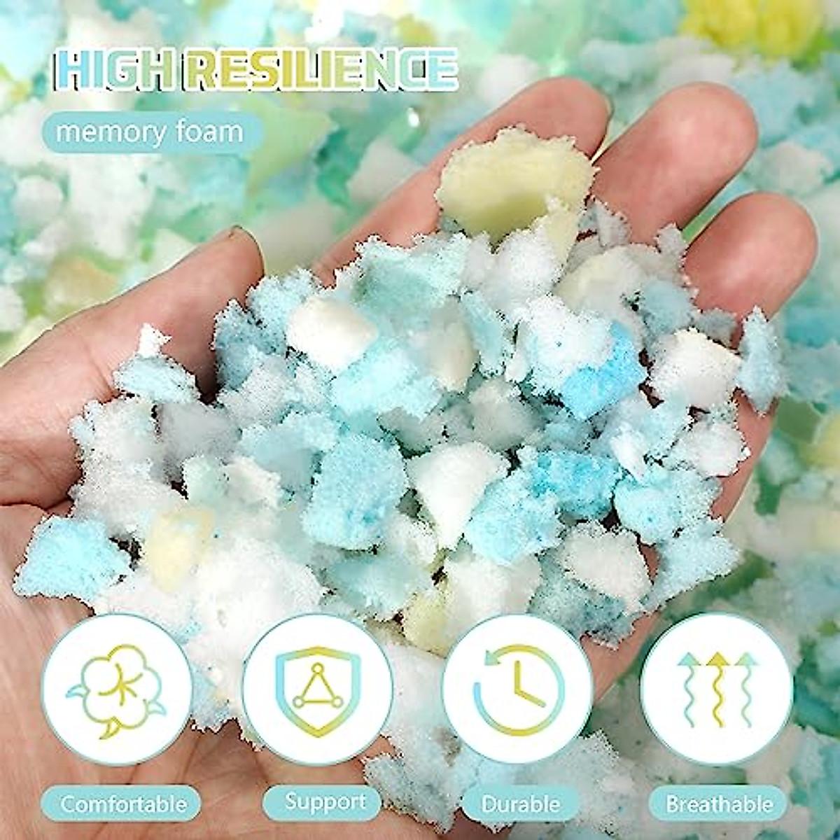 Frienda Shredded Memory Foam Filling Bean Bag Chair Filler Memory Foam Refill Beanbag Stuffing Foam for Pillow Cushion Chair Replacement Fill, 5 Lbs Each(4 Pack)