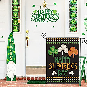 AVOIN colorlife Happy St Patricks Day Garden Flag 12x18 Inch Double Sided, Shamrock Lucky Clover Holiday Yard Outdoor Flag