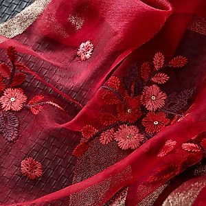 WINCESS YU Women Mulberry Silk Scarf Lightweight Embroidered Floral Shawl Wraps Beach Gauze Blanket Shawl for All Season