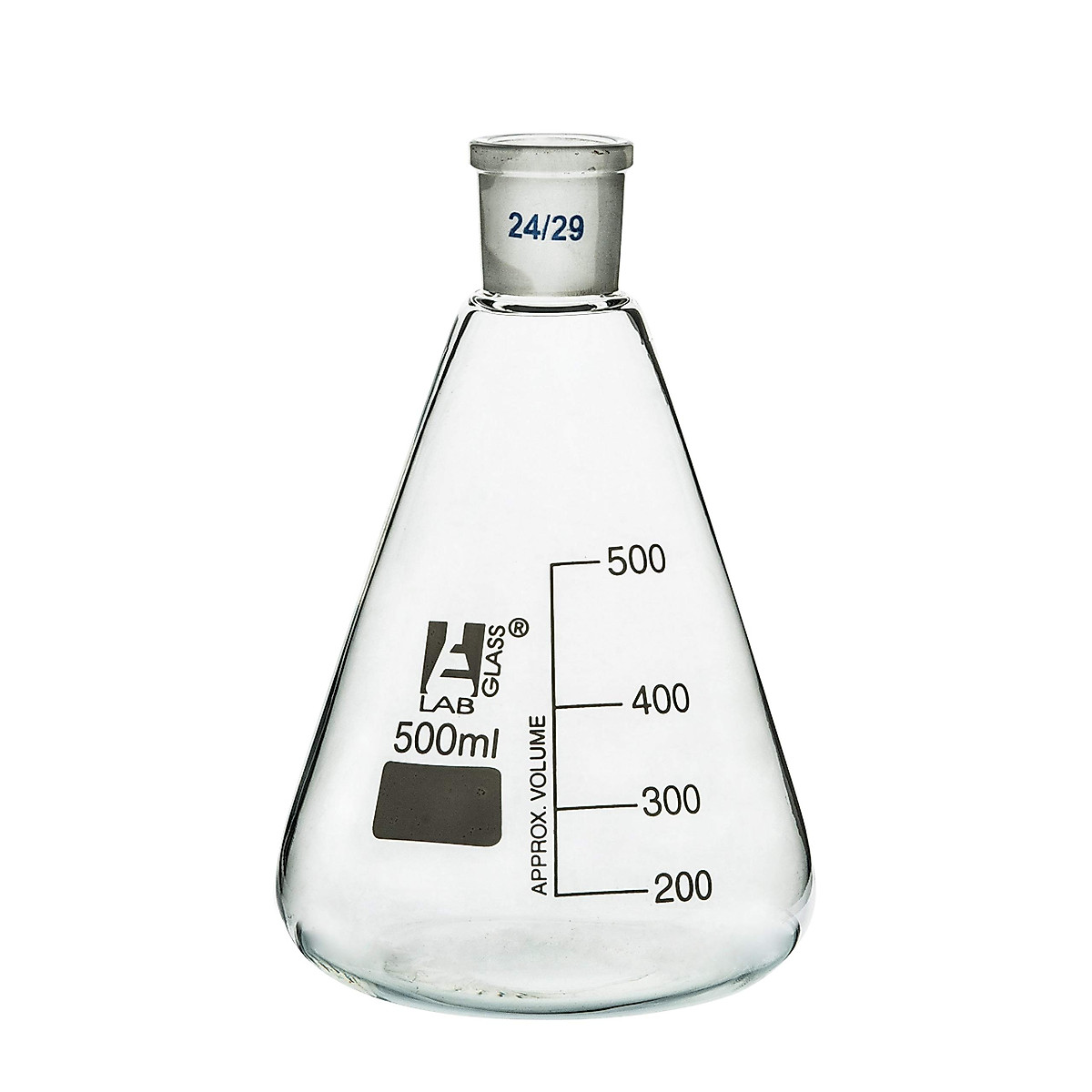 EISCO Erlenmeyer Flask, 500ml - 24/29 Joint, Interchangeable - Borosilicate Glass - Conical Shape, Narrow Neck