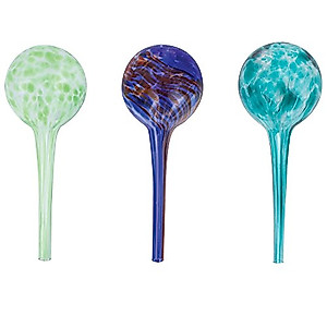 Wyndham House 3-Piece Mini Watering Globe Set, Colorful Hand-Blown Glass Plant Watering System