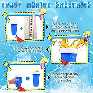DIY Slushy Maker Cup Double Layers Silica Cup, Smoothie Pinch Ice Cup, Frozen Magic Squeeze Cup, Cooling Maker Cup,Freeze Mug Milkshake Tools,Portable Squeeze Icy Cup (Blue)