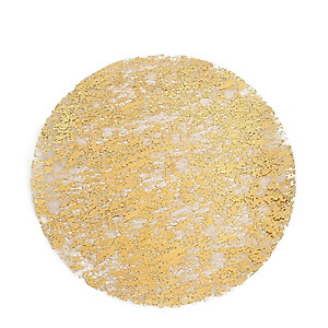 Efavormart 10 Pack | 13" Metallic Gold Luminous Mesh Foil Table Placemats, Round Shiny Polyester Dining Mats