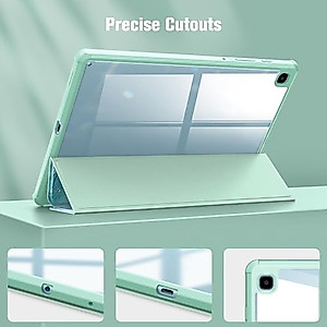 Fintie Hybrid Slim Case for Samsung Galaxy Tab S6 Lite 10.4 Inch 2024/2022/2020 with S Pen Holder, Shockproof Cover with Clear Transparent Back Shell, Emerald Marble