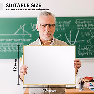 Small Dry Erase Board, Magnet Board for Wall, 16" X 12" Portable Aluminum Frame Mini Whiteboard, Magnetic Dry Erase Board with Holder, to Do List White Board for Office, Home, Kitchen, School