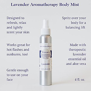 Victoria's Lavender Aromatherapy Body Mist Spray - After Sun Solar Recovery Spray with Aloe Vera plus Lavender Essential Oil - Hydrating, Moisturizing & Soothing Aloe Vera Spray, 4 oz (120 ml)
