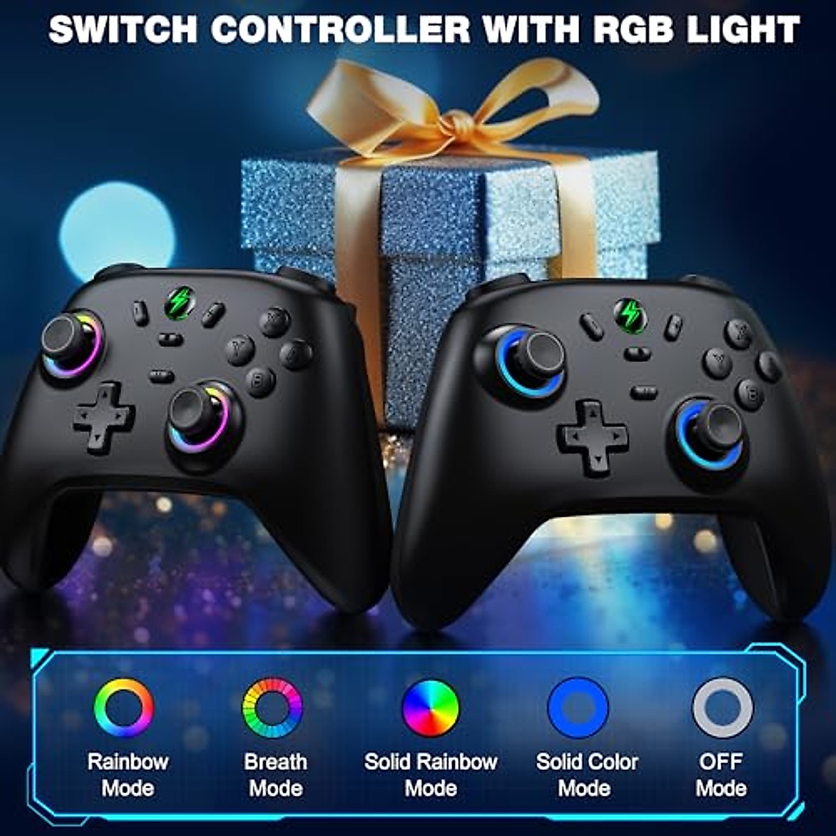 Wireless Switch Pro Controller for Nintendo Switch Controller/Lite/OLED, Hall Effect Wired PC Joysticks-LED Wireless iOS/Android Remote/Programmable Nintendo Switch Accessories Interactive Gaming Figures