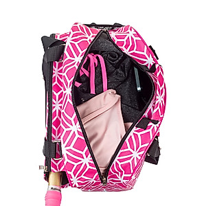 Thorza Pickleball Bag for Women with Paddle Holder, Mesh Side Pocket, Large Inner Storage, Carry Handle, and Adjustable Shoulder Strap, Sports Equipment for Amateurs and Pros, Pink