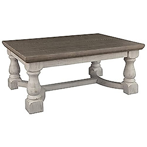 Signature Design by Ashley Havalance Farmhouse Rectangular Coffee Table, Gray & White with Weathered Finish