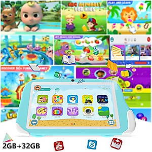 RUIQIAI Kids Tablet, 8 Inch Android 12 Tablet for Kids, 1280×800 IPS Touch Screen, 32GB+2GB+512GB Expand, WiFi, Parental Control, Dual Camera, Games, Bluetooth, Learning Tablet, Tablet case