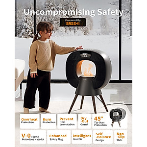 Sothing Space Heater Humidifier Combo - Star 3-in-1 Electric Heaters for Indoor Use, Humidifier with Flame Light, Aesthetic Design, 1500W Space Heater Indoor Large Room, Sleep Mode for Bedroom, Office