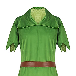 LILLIWEEN Peter Pan Costume Elf Outfit Halloween Cosplay Suit for Men Women 2XL