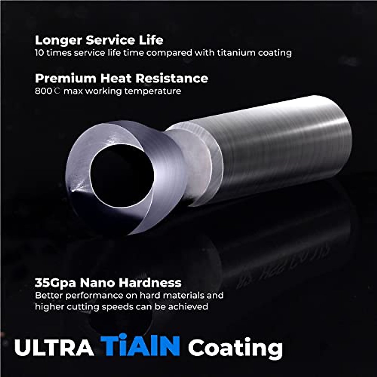 amoolo Single End Countersink Bit, Cobalt Steel Countersink Drill Bit with TiAlN Coating Finish for Hard Metal, 82 Degree Point Angle, 3/8” Round Shank, 1/2” Body Diameter