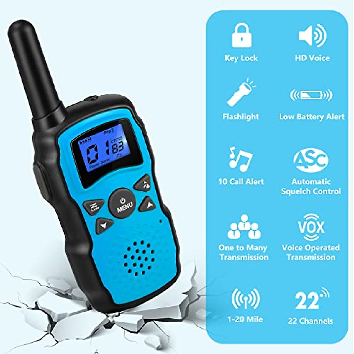 Wishouse Walkie Talkies for Kids Adult Long Range Rechargeable 3 Pack,Boy Wearable Walky Talky Set 2 Way Radio with USB Charger Battery,Camping Games Toy Birthday Xmas Gift for Girl Children Family
