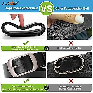 SUOSDEY Fashion Womens Soft Leather Belt, Waist Belt with Pin Buckle for Jeans Pants, black belt,width 1.3"