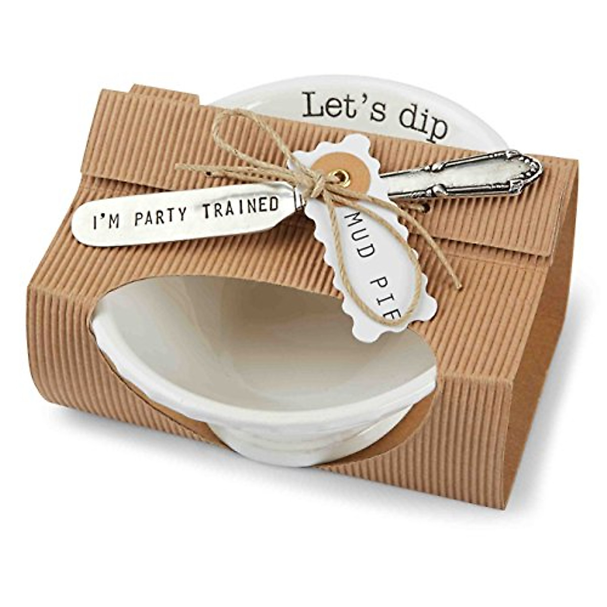 Mud Pie Circa Lets Dip Set, White 2" x 6"