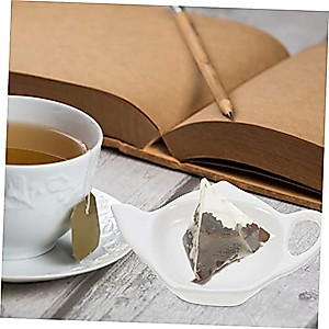 Baluue 2pcs Tea Bag Saucer Travel Jewlwery Holder White Serving Tray Cup Holder Tray Tea Bag Dish Tea Bag Holder Ketchup Saucer Delicate Tea Bag Tray Loose Tea Dish Teabag Storage Plates