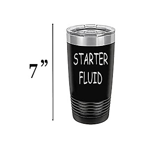 Rogue River Tactical Funny Starter Fluid Large 20 Ounce Travel Tumbler Mug Cup w/Lid Vacuum Insulated Hot or Cold Sarcastic Dad Father For Men Him (Black)