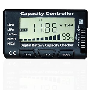 SUPULSE Battery Tester Digital Battery Capacity Checker Controller Tester Voltage Tester for LiPo/Life/Li-ion/NiCd/NiMH Battery Capacity Controller