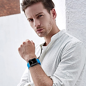 (6 Pack) Sport Band Compatible with Apple Watch Bands 38mm 40mm 41mm 42mm 44mm 45mm 49mm, Soft Silicone Replacement iwatch Strap Bands Compatible for Apple Watch Ultra SE Series 8 7 6 5 4 3 2 1 Men